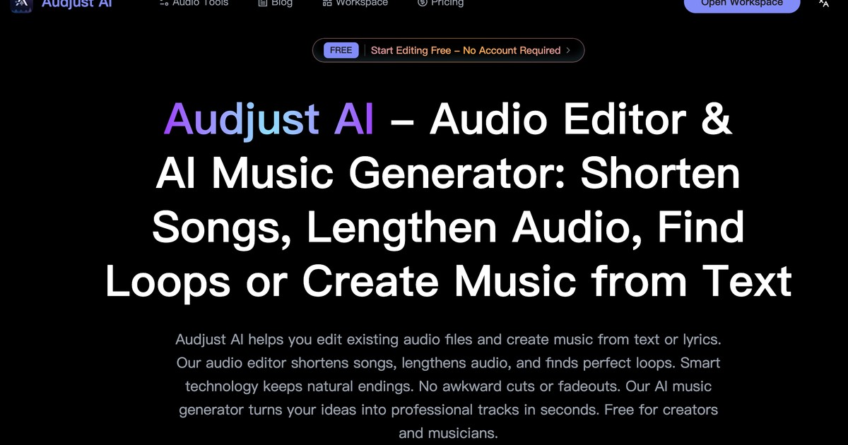 Audjust AI Audio Editor & AI Music Generator - Audjust ai... | Somi AI
