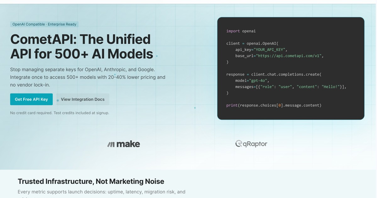 CometAPI - One API to access 500+ AI models | Somi AI